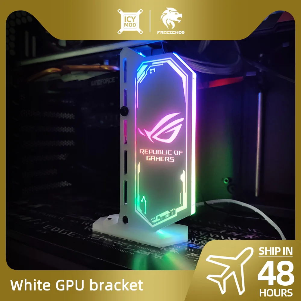 White-GPU-Bracket-RGB-VGA-Stand-Video-Card-Support-ASUS-ROG-Vertical ...