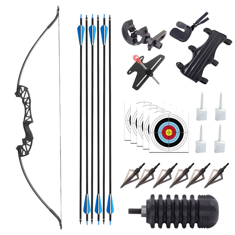 Recurve-Archery-Bow-and-Arrows-Set-30lbs-with-Target-Papers-Arm-Finger ...