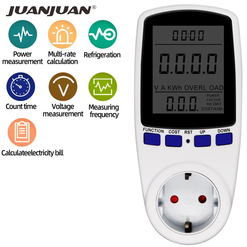 220V-AC-EU-Digital-Wattmeter-LCD-Power-Meter-Socket-Wattage-Kwh-Energy ...