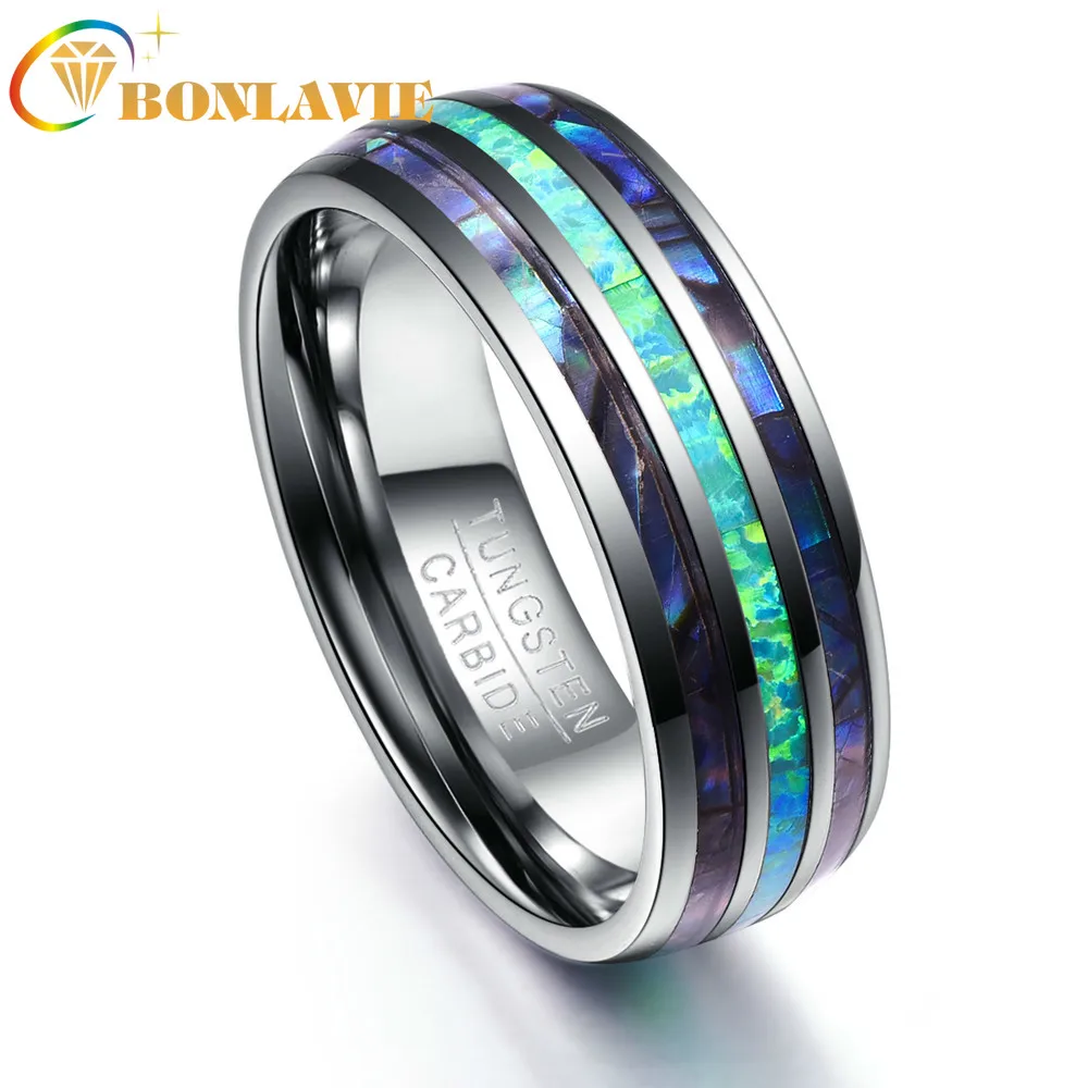 BONLAVIE-Anillo-de-carburo-de-tungsteno-de-8mm-con-incrustaciones-de ...