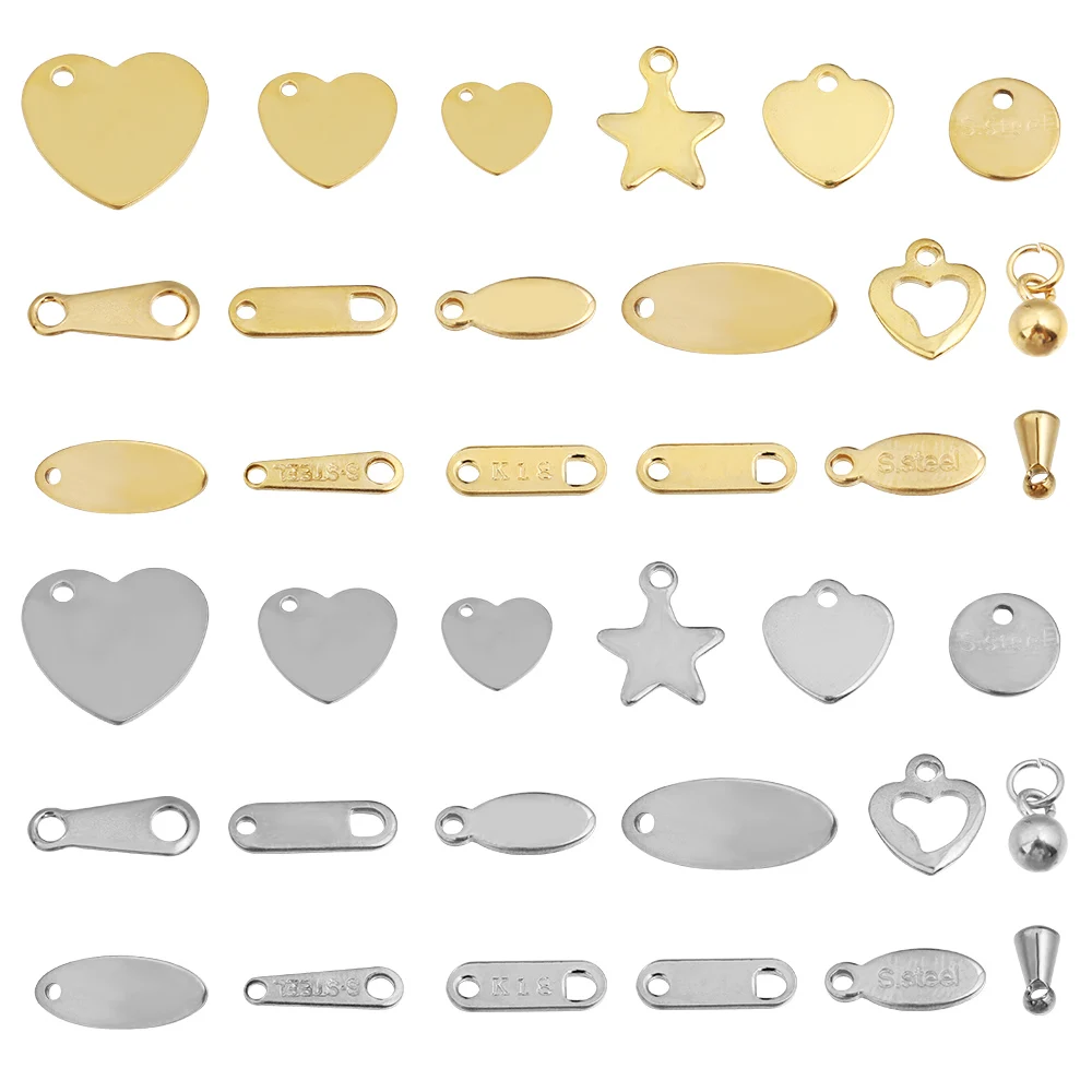 20pcs-Stainless-Steel-Extend-Tail-Chain-Charms-Tag-Gold-Steel-Color ...