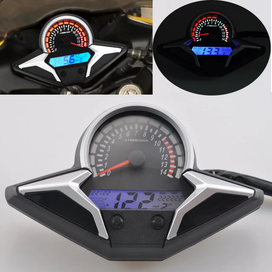 Motorcycle Speedometer Dashboard Tachometer Odometer LED Fuel Gauge ...