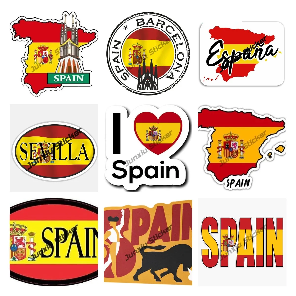 Spain Flag Map Reflective Vinyl Sticker Sevilla Spain Spanish Decal ...