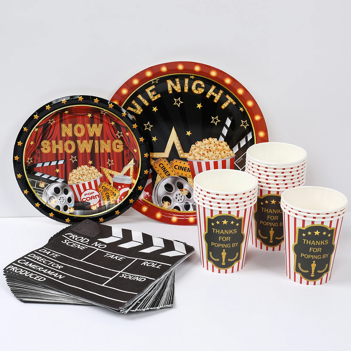 Movie Night Party Decoration Movie Party Disposable Plates Napkins Cups ...