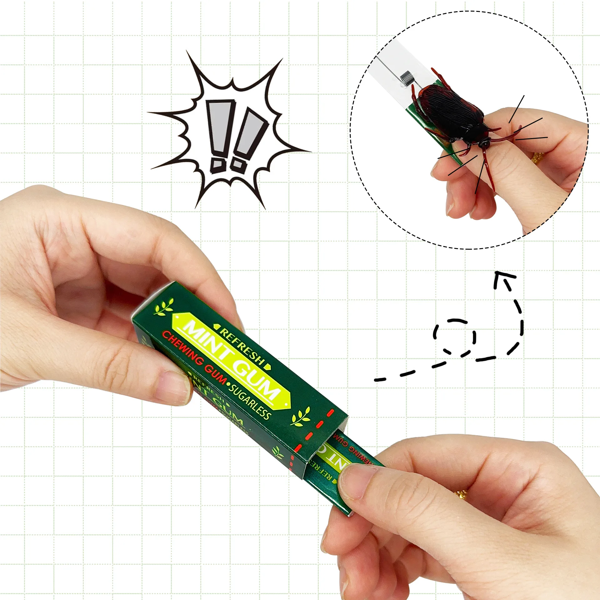 6PCS Joke Chewing Gum Shocking Toy Prank Trick Gag Cockroach Gum Farce ...