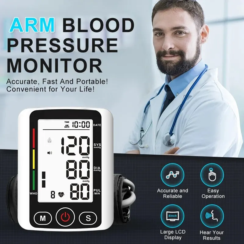 Arm-Blood-Pressure-Monitor-LCD-Pressure-Sensor-Monitor-BP-Automatic ...