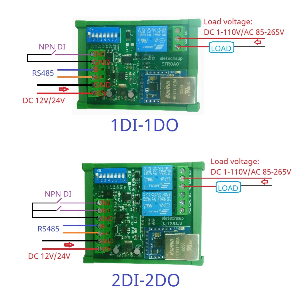 DC 12V/24V Multifunction Network Relay Modbus MQTT TCP UDP PLC IO ...