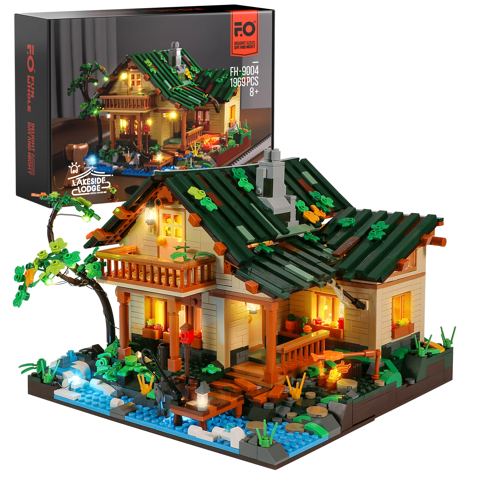 Funwhole-Lakeside-Cabin-Modular-Building-Blocks-Set-with-Lights-Kit ...
