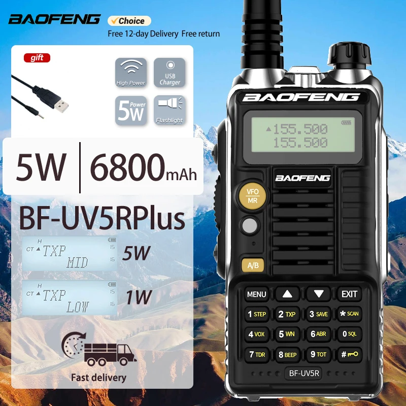 Baofeng Uv-uv5rplus Powerful Handheld Transceiver With Uhf Vhf Dual ...