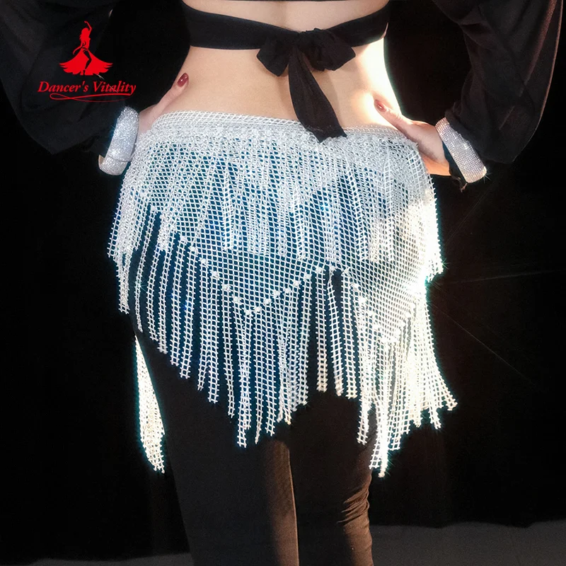 Belly Dancing Belt Women Full Diamond Tassels Triangle Hip Scarf ...