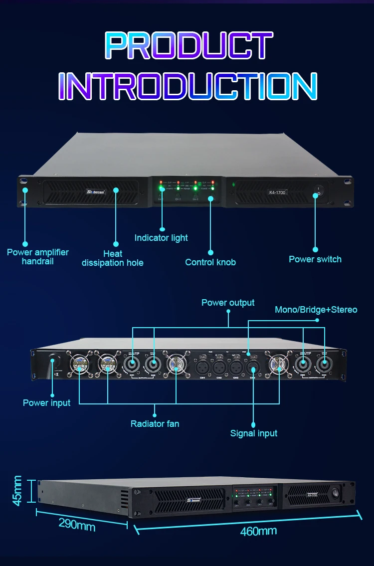Sinbosen K4-1700 digital Power amplifier 2800 watt 4 channels for Line array speaker