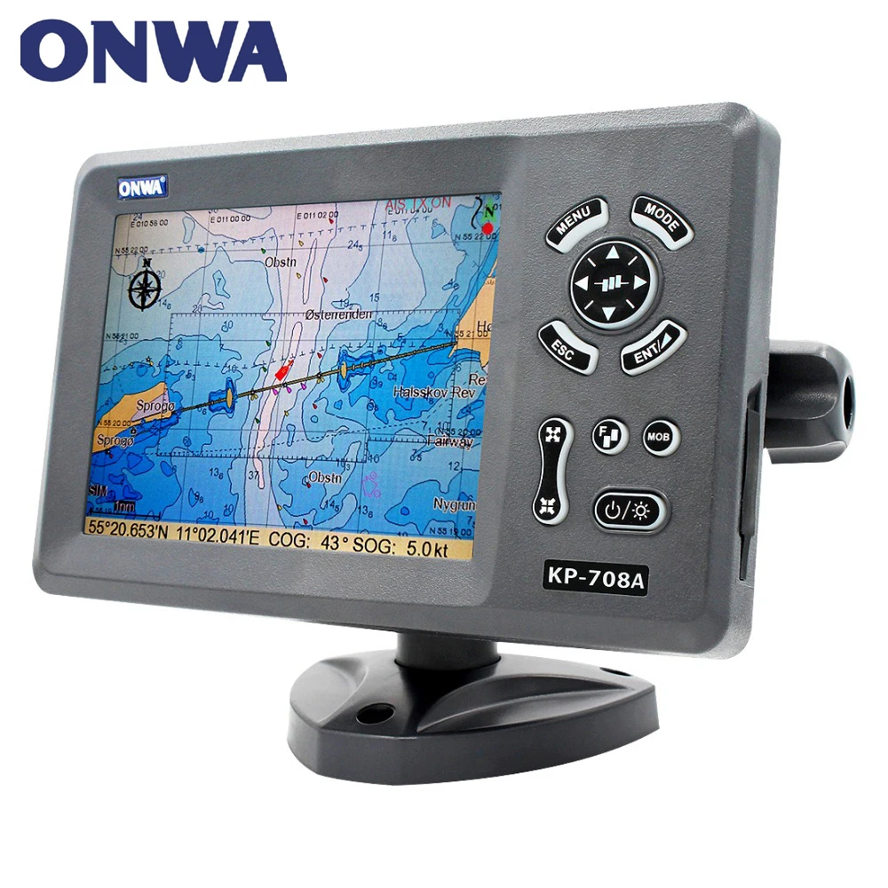 ONWA KP-708A 7-inch Color LCD GPS Chart Plotter with GPS Antenna and ...
