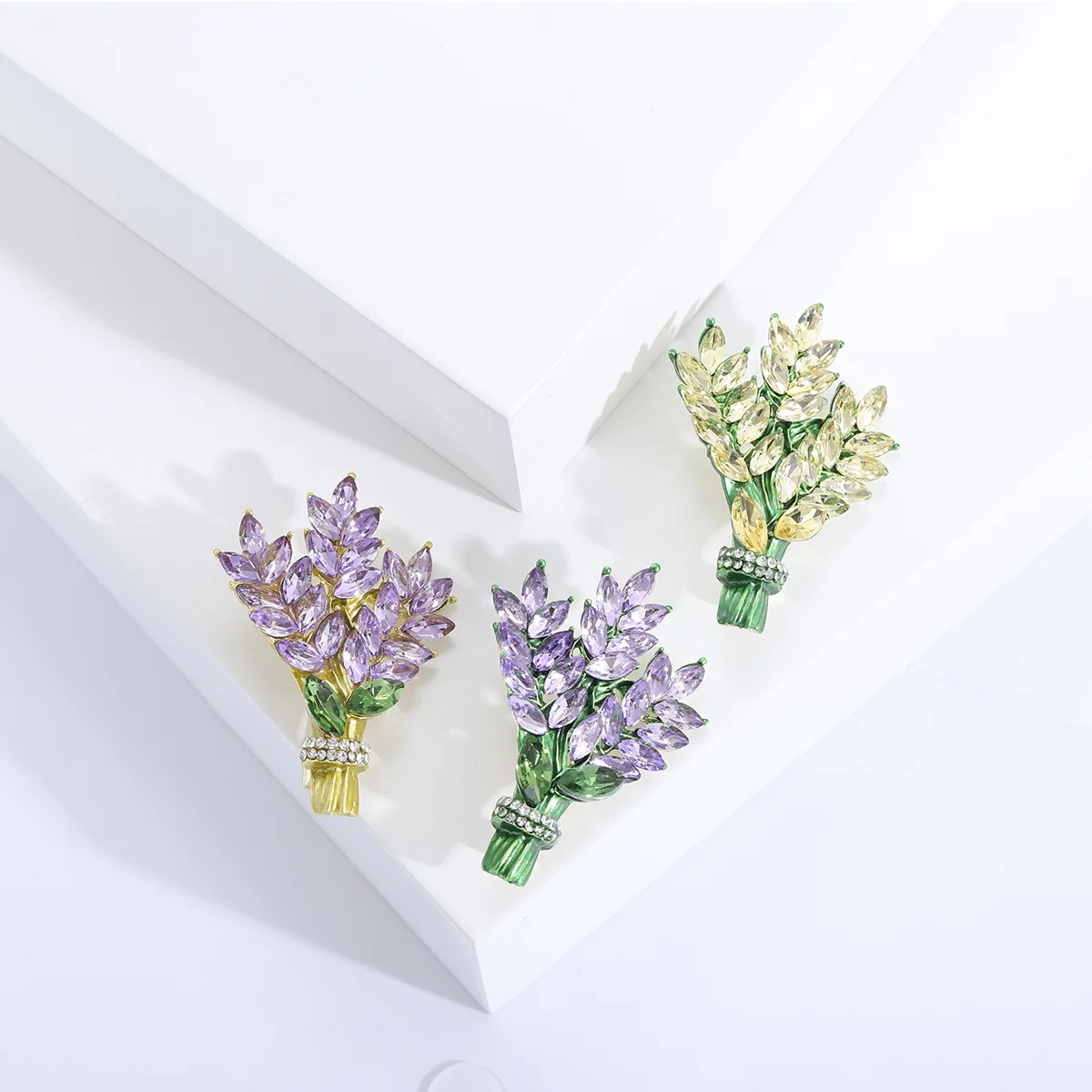 Women-Brooch-Romantic-Crystal-Lavender-Flower-Lapel-Pins-OL-Accessories ...