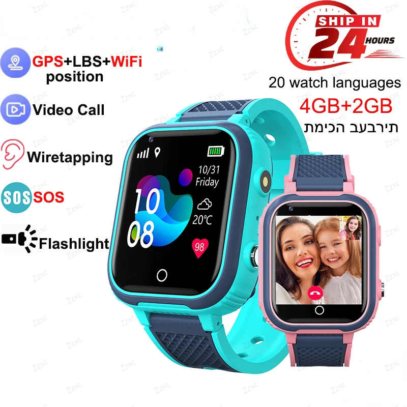 Reloj inteligente con GPS para niños, dispositivo con WIFI, videollamada SOS IP67, resistente al ...