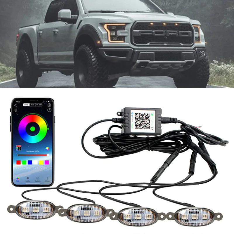 12v Led 자동차 Rgb 프론트 그릴 조명 스트로브 러닝 램프 액세서리 도요타 타코마 포드 F150 티몬