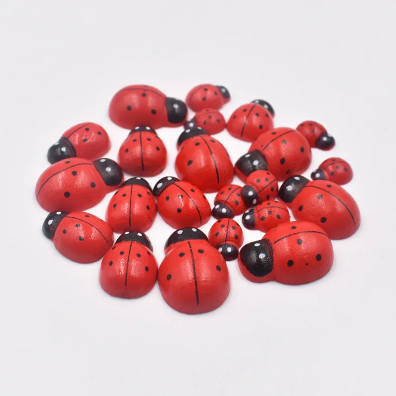 20-100pcs/Pack DIY Mini Lovely Red Wood Ladybirds Ladybugs Easter For ...