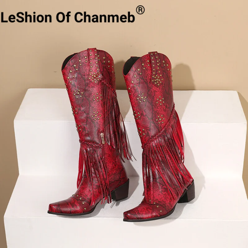 LeShion-Of-Chanmeb-Tassel-Cowboy-Western-Boots-for-Women-Pointy-Toe ...