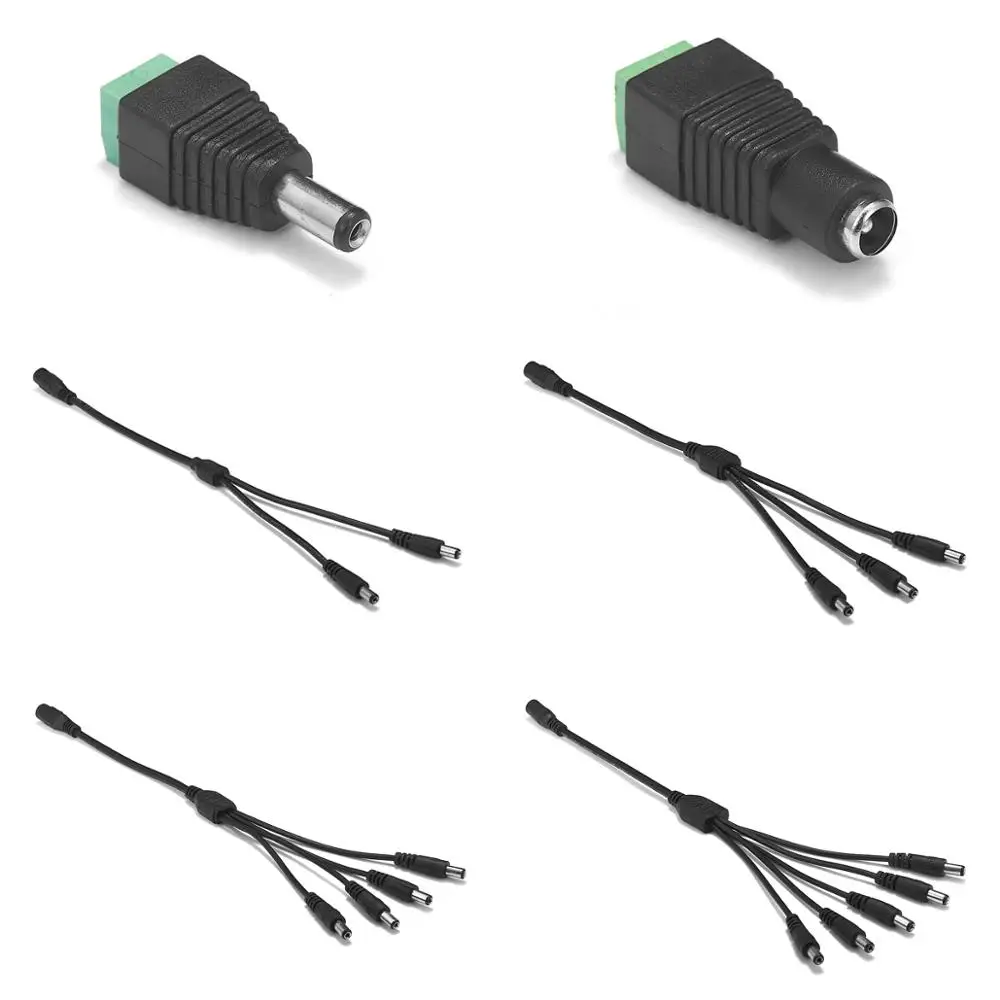 Dc Power Plug Power Splitter Cable 5v 12v 5.5mm 2.1mm 1 To 2/3/4/5/6 ...