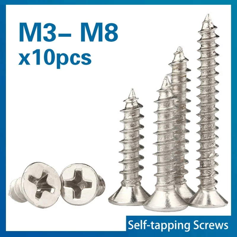 10pcs-lot-Cross-Recessed-Countersunk-Flat-Head-Self-tapping-Screw-M3-M3 ...