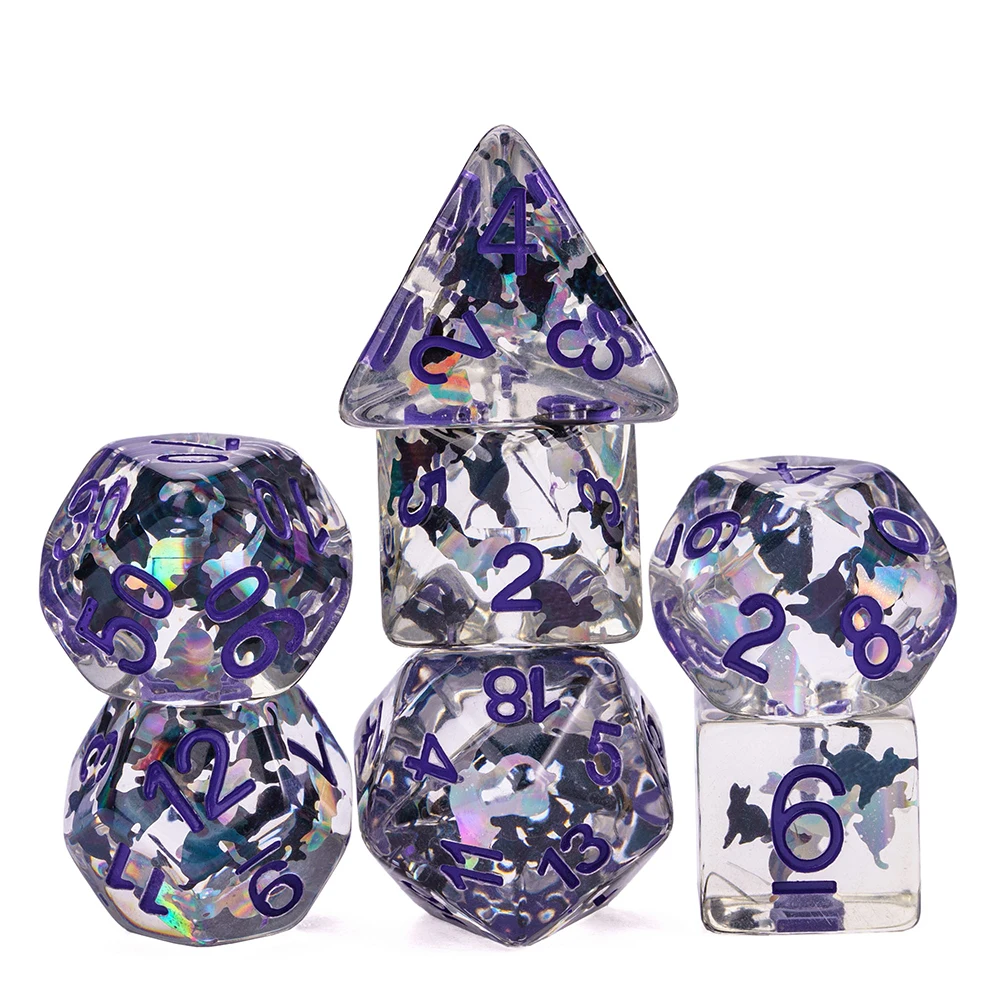 Cusdie-7Pcs-Cat-Bats-Slice-Dice-Resin-D-D-Dice-D4-D20-Polyhedral-Games ...