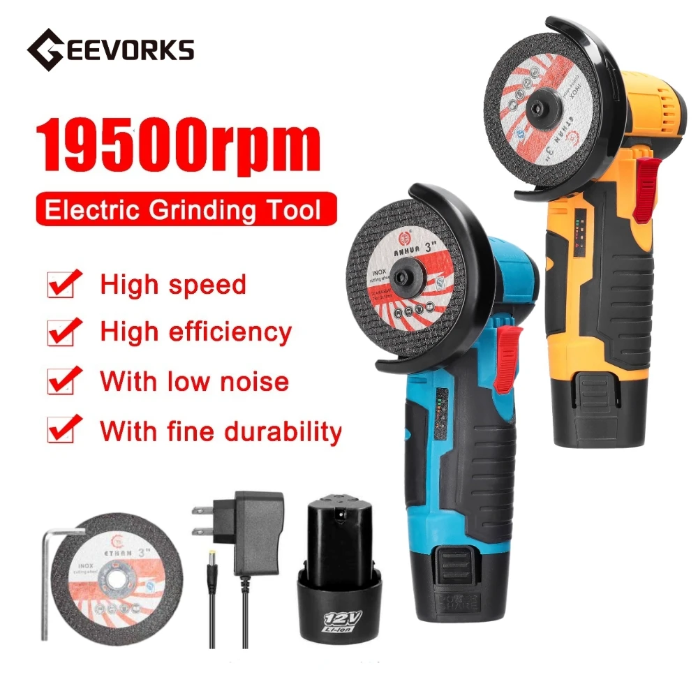Geevorks 19500Rpm Cordless Angle grinder Electric Grinding Tool Mini ...