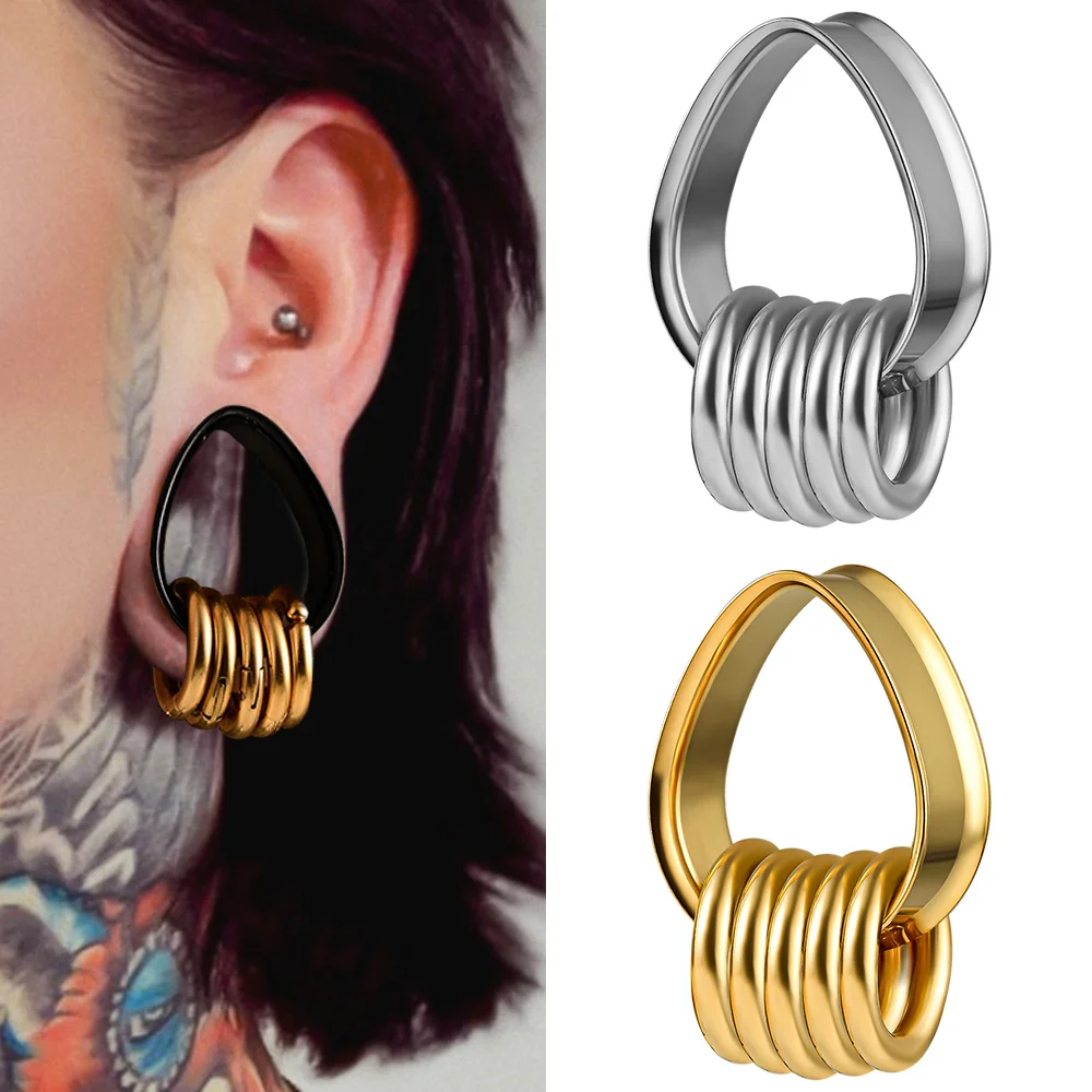Vankula-2PCS-Stainless-Steel-Water-Drop-Ear-Tunnels-with-Loops-for ...