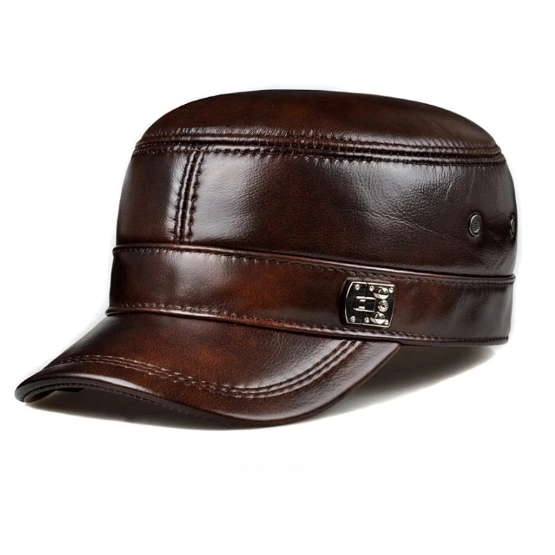 2024-New-Men-Spring-Winter-Genuine-Leather-Black-Brown-Flat-Baseball ...