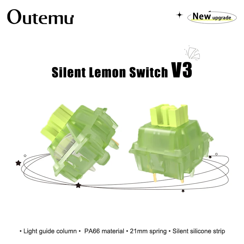 Outemu-Silent-Lemon-V3-Switch-Mechanical-Keyboard-Tactile-Switches-5Pin-Hot-swap-PA66-Pre-Lubed ...
