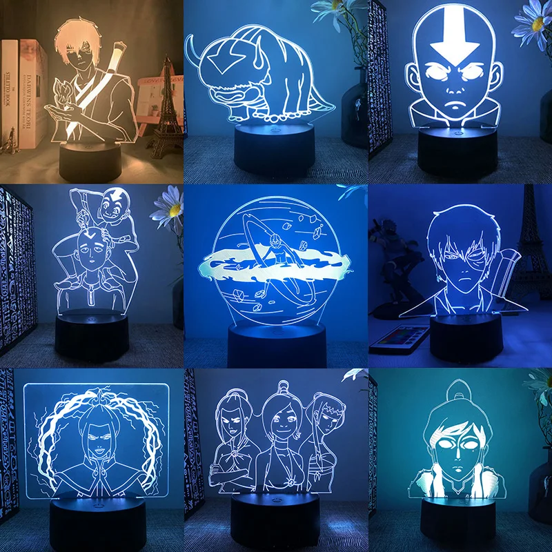 Avatar-The-Last-Airbender-Anime-Figure-3d-Led-Lamp-For-Bedroom-Custom ...