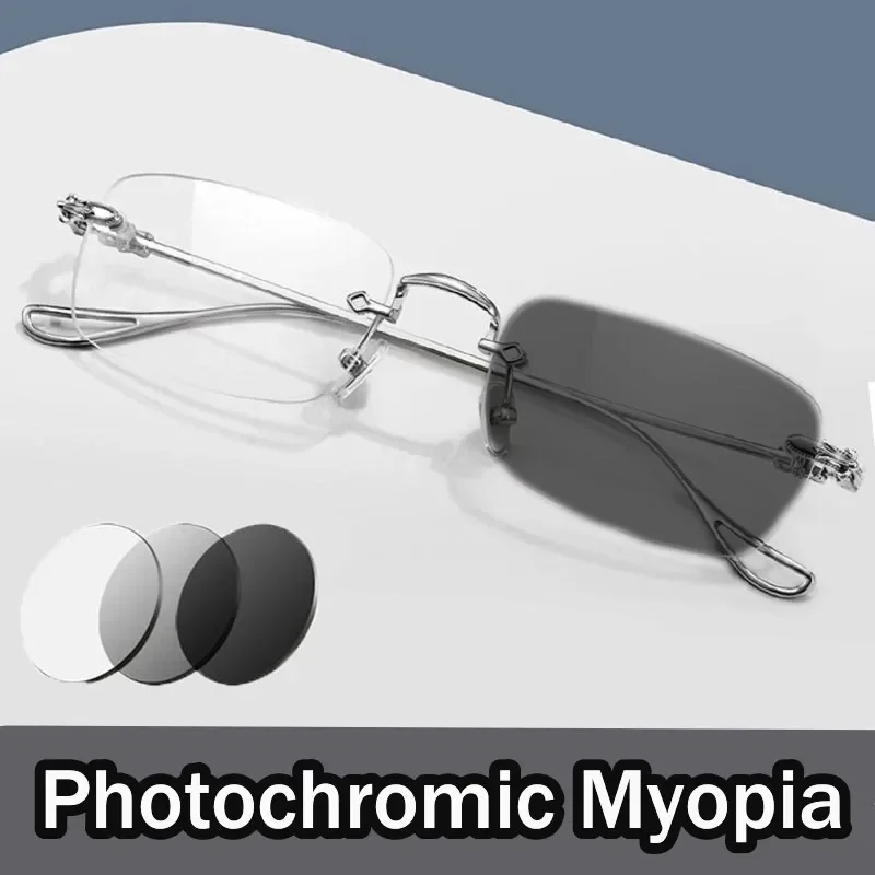 Stylish-Rectangular-Rimless-Photochromic-Glasses-Ladies-Luxury ...