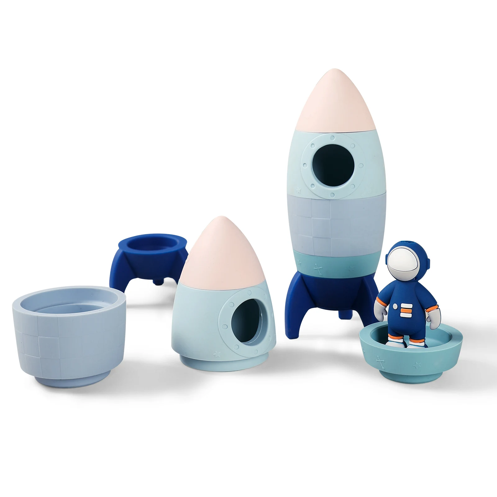 Baby Stacked Silicone Rocket Soft Building Block Toy Baby Teething Toy ...