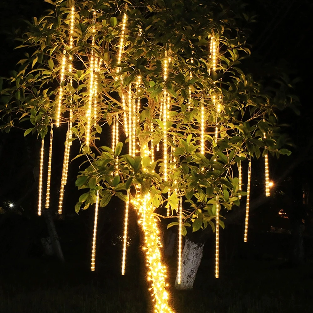 Outdoor-LED-Meteor-Shower-Lights-Falling-Rain-Drop-Fairy-String-Light ...