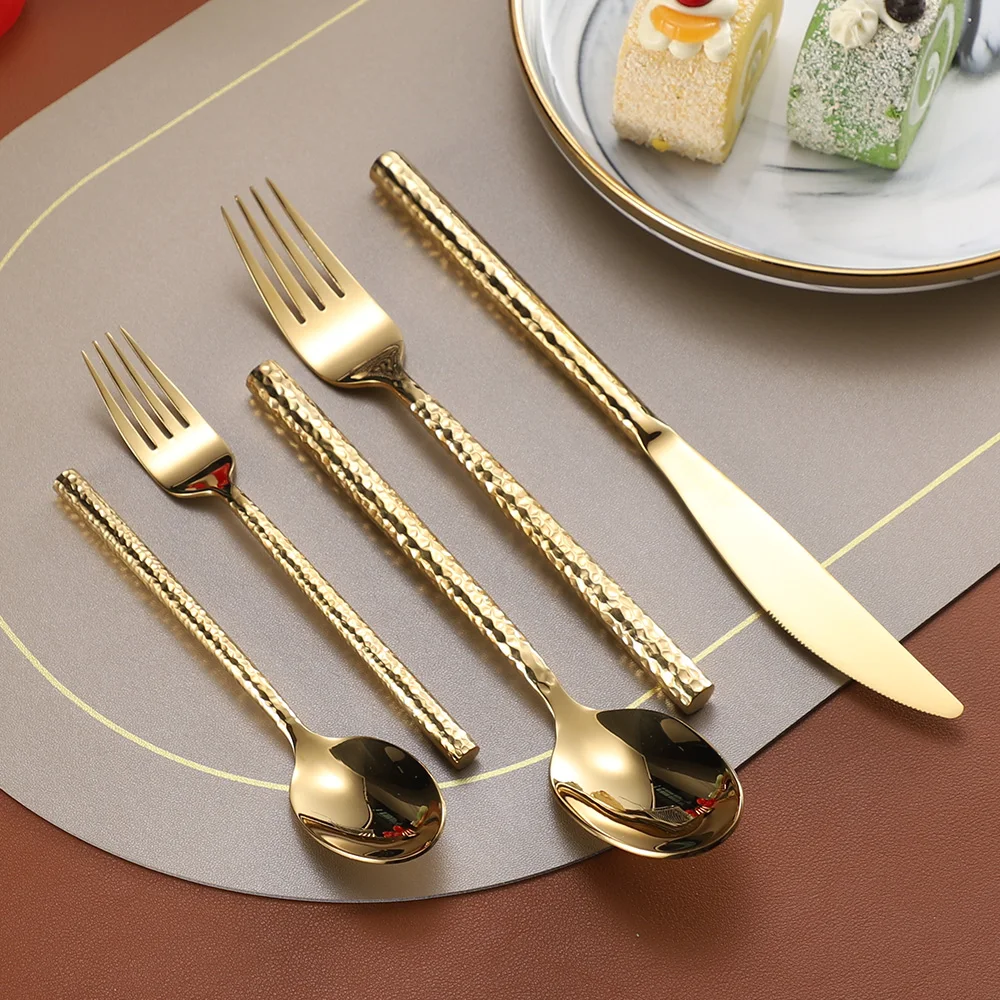 Fashion-Shiny-Gold-18-10-Stainless-Steel-Flatware-Set-Gold-Dinner-Knife ...
