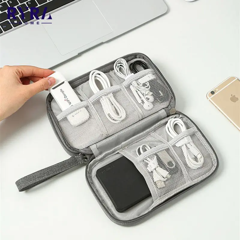 Gray Digital Storage Bags Portable Case Charger U Disk Data Cable ...