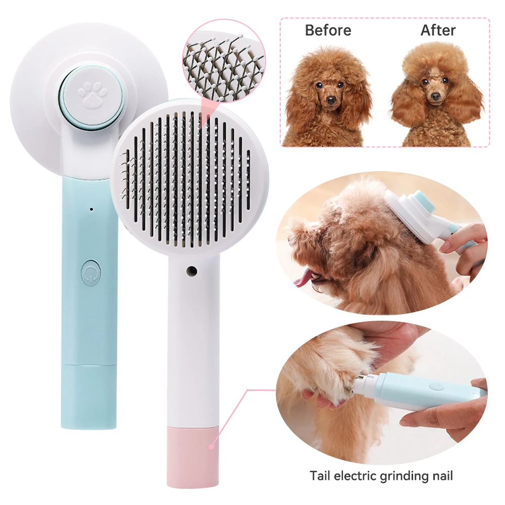 Cat-Dog-Comb-Brush-and-Nail-Clipper-Grinders-2-In-1-Design-Removes ...