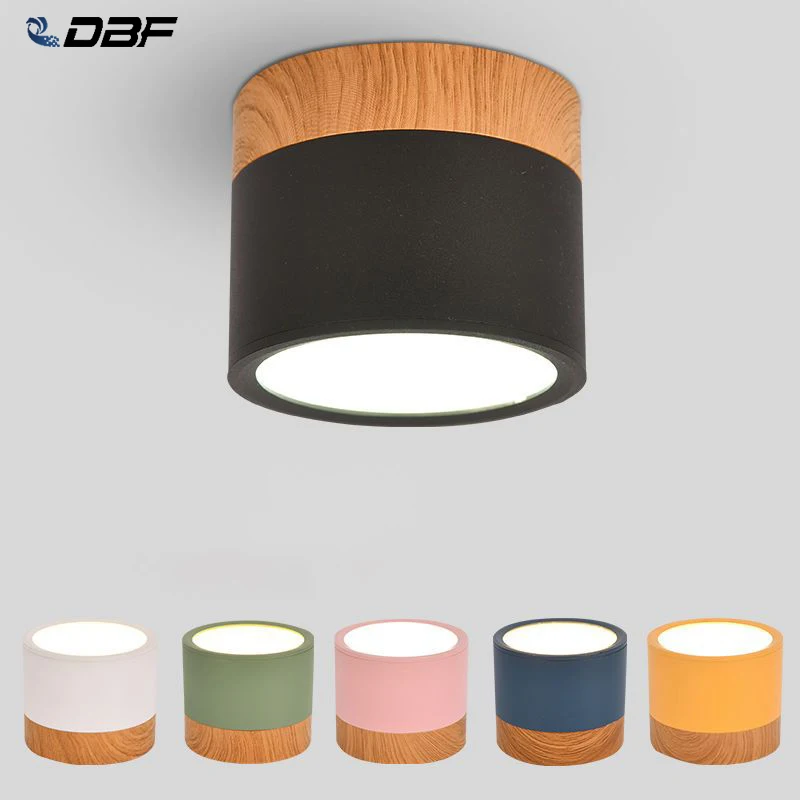 LED-Downlight-Macaron-Surface-Mounted-Wood-Grain-Dimmable-Spotlight ...