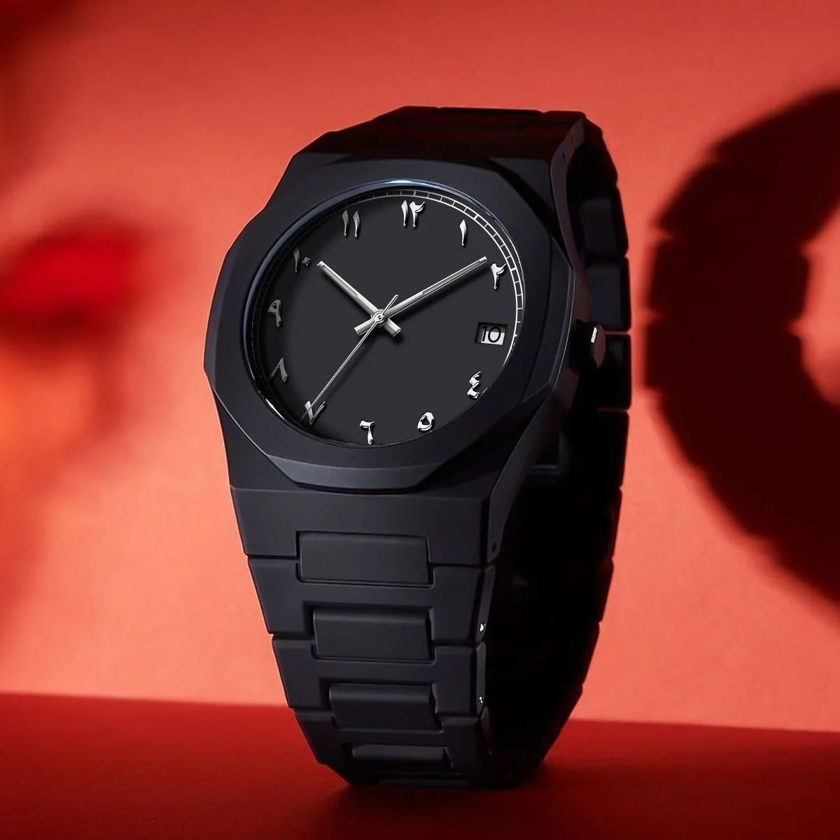 Black Middle Eastern Arabic Numeral Scale Waterproof Business Watch for ...