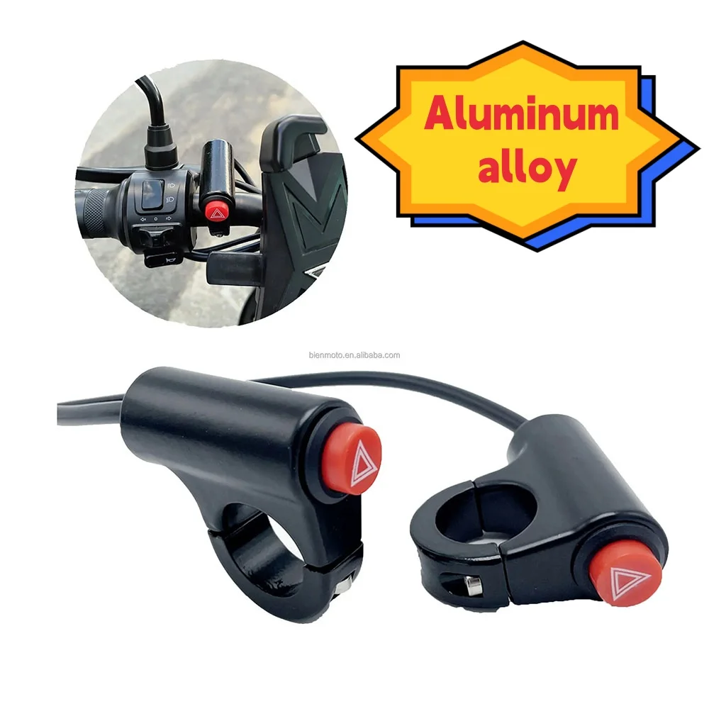 Aluminum-Motorcycle-Button-Hazard-Light-Button-Electric-Vehicle-Double ...