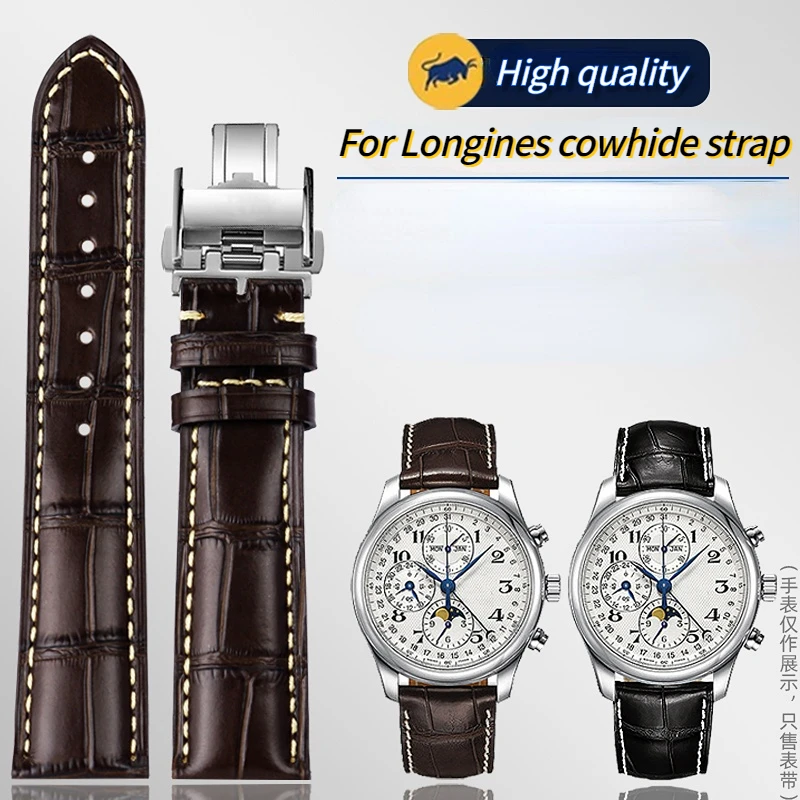For Longines Masters Collection L3 L4 L2.628/L2.673 Watch Strap Cowhide ...