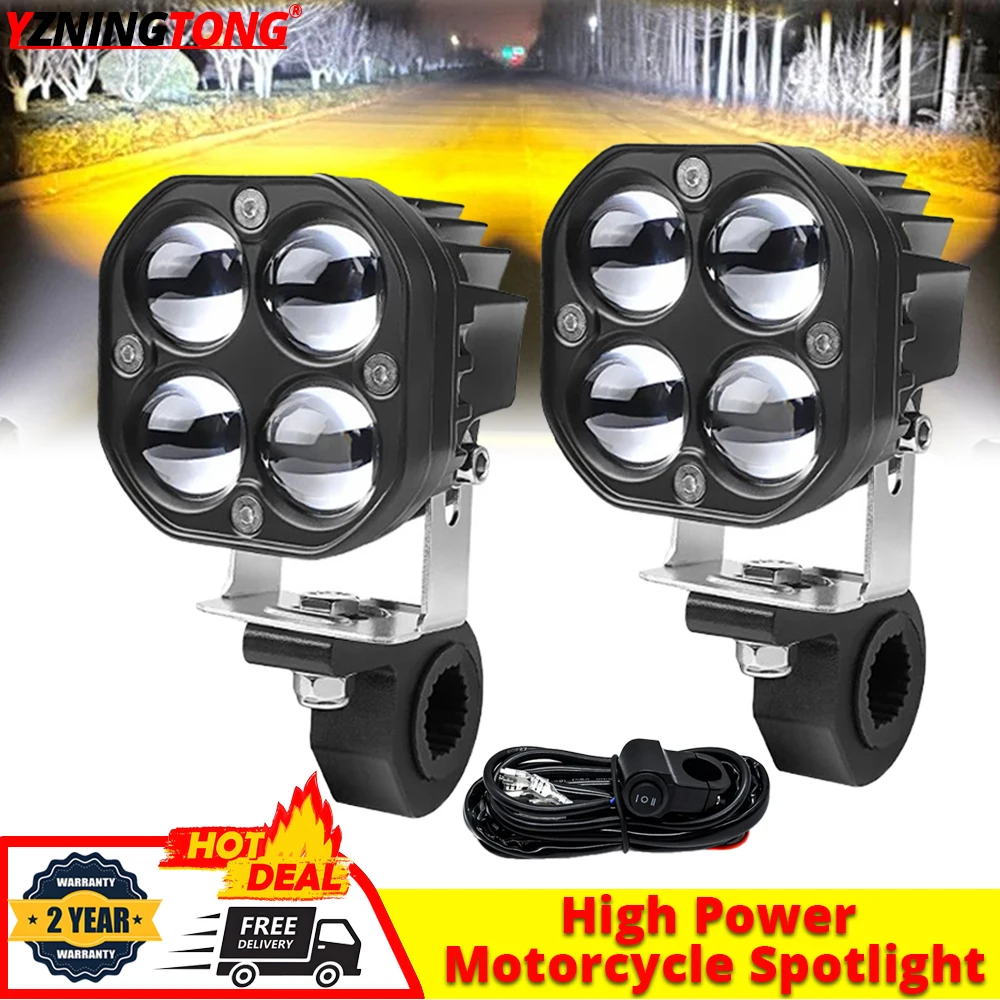 3 Inch Motorcycle Led Headlight Bulbs 200W Dual Color LED Spotlights ...