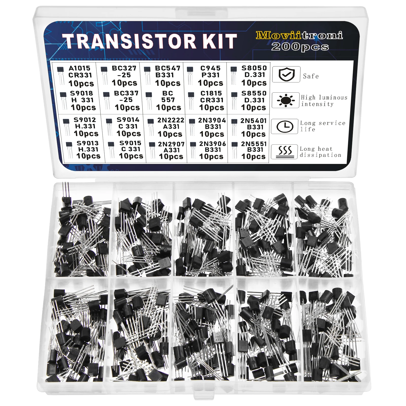 200pcs-BJT-Transistor-Kit-Bipolar-Power-Transistors-A1015-BC327-BC337 ...
