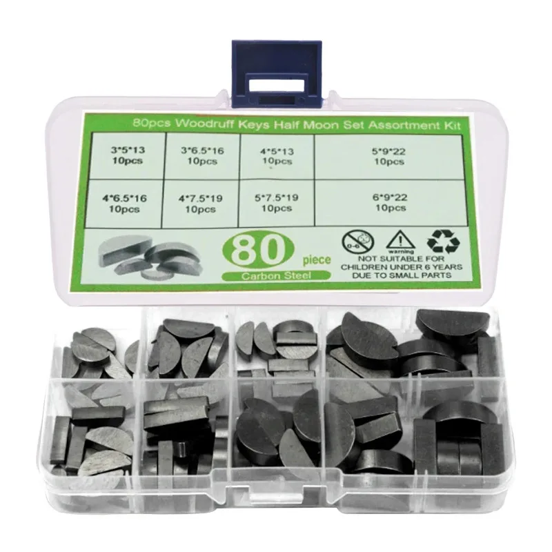 80PCS-Carbon-Steel-Key-Assortment-Set-Metric-Half-Moon-Shaft-Drive ...