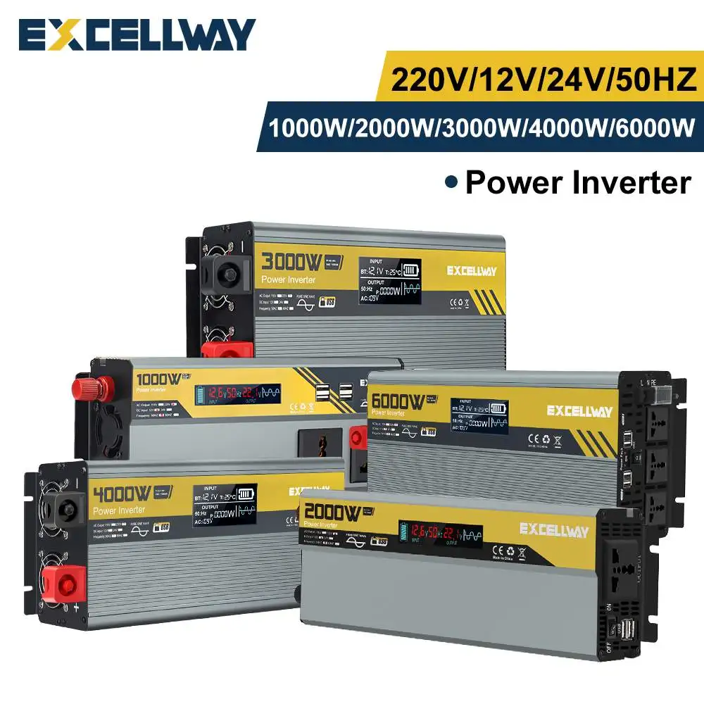 Excellway-Pure-Sine-Wave-Power-Car-Inverter-Peak-1000-6000W-DC12V-24V ...