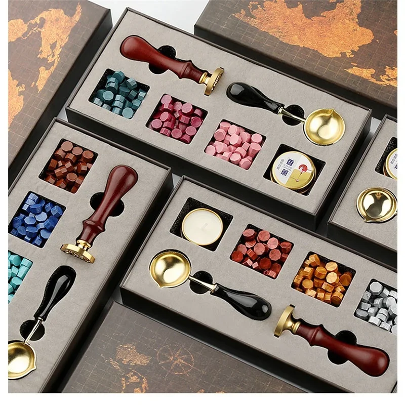 DIY Stamps Wax Seal Box Kit Detachable Stamp Spoon Set Sealing Beads ...