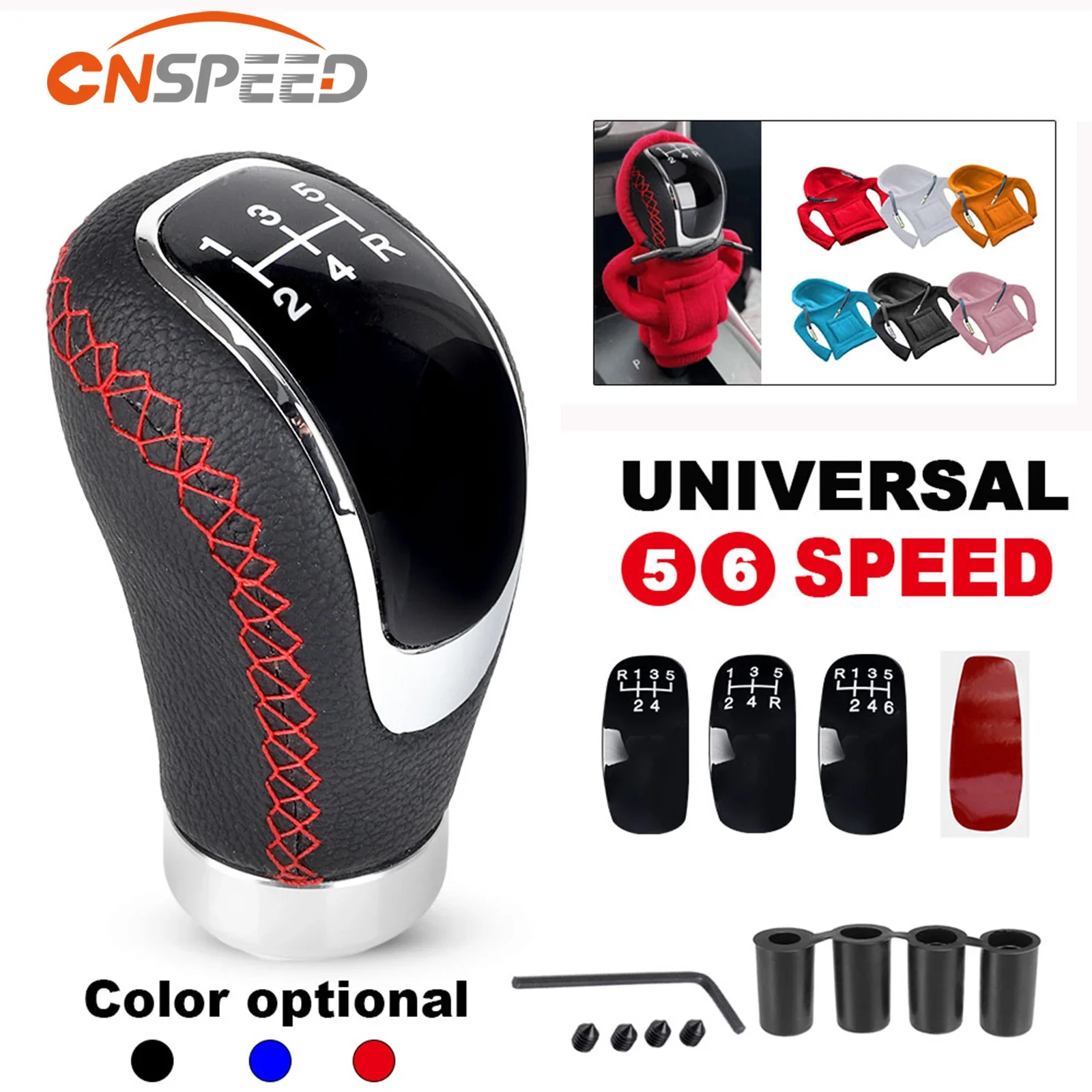 5/6 Speed Universal R PU Leather Gearshift Head Gear Knob Set ...