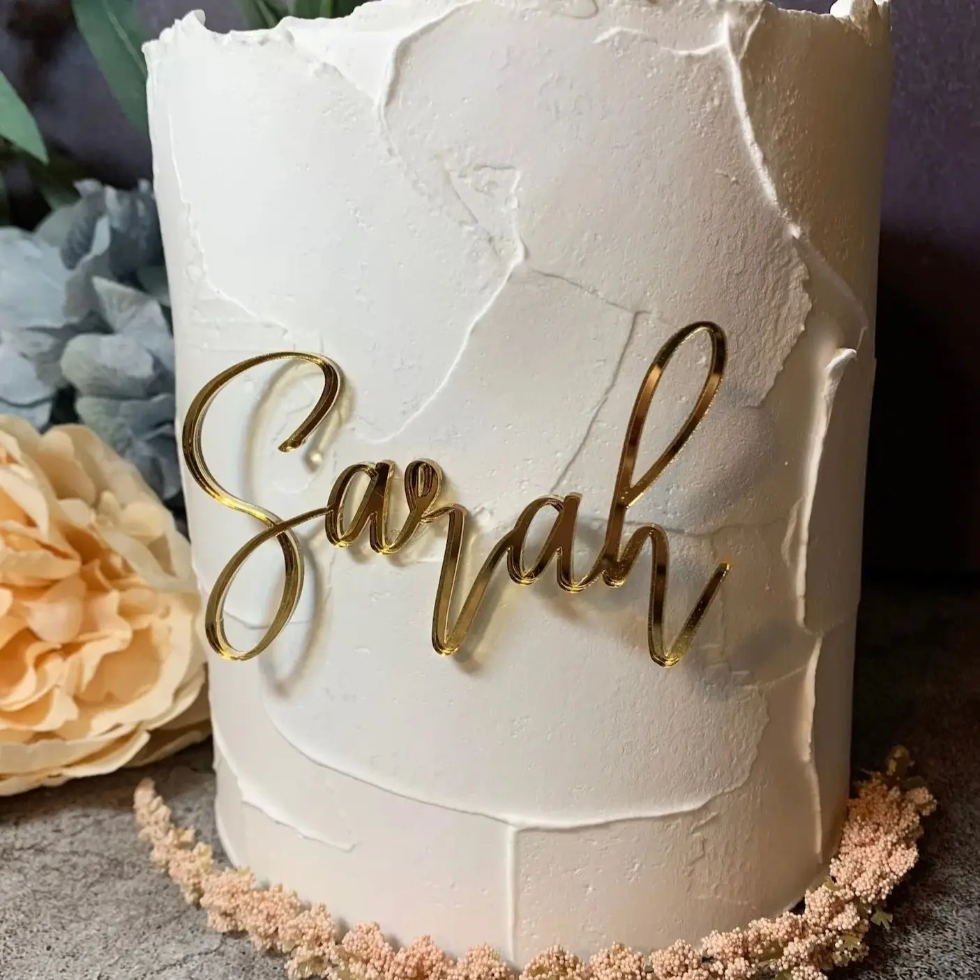 Personalized-Cake-Charm-Acrylic-Cake-Accessory-Gold-Name-Plate-Custom ...