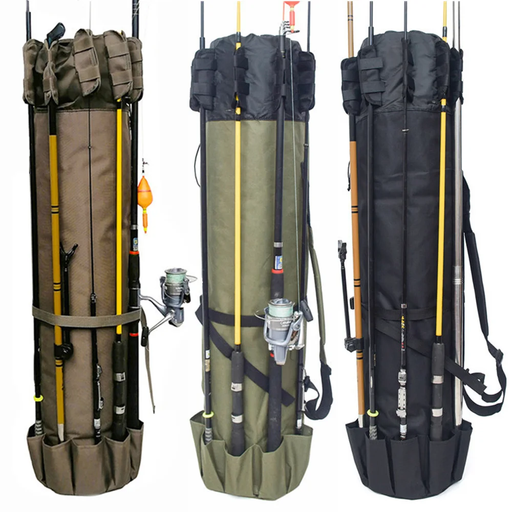 Cylinder Fishing Rod Reel Storage Bag Oxford Cloth Fishing Tackle Bag ...