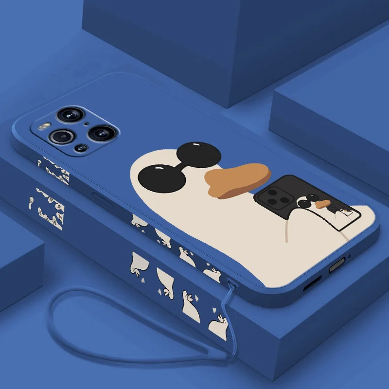 Cute Duck Selfie Liquid Left Rope Phone Case for OPPO Reno 2 (Tdb02)