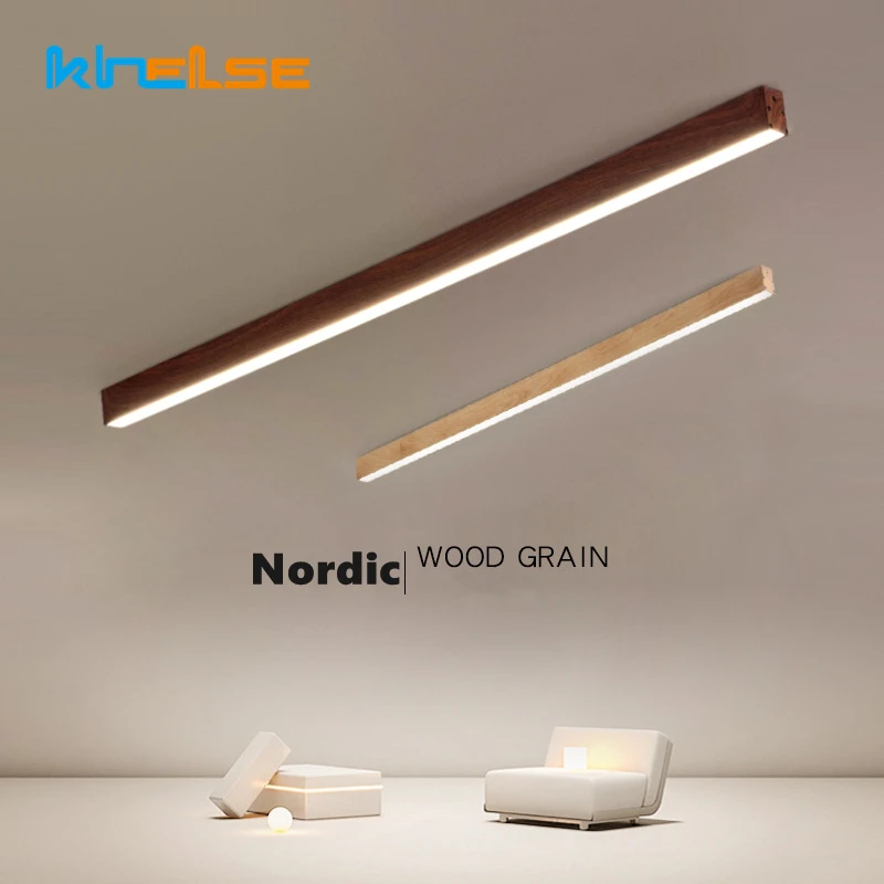 Long-Strip-Ceiling-Lamp-LED-Nordic-Wood-Color-Grain-Aisle-Porch ...