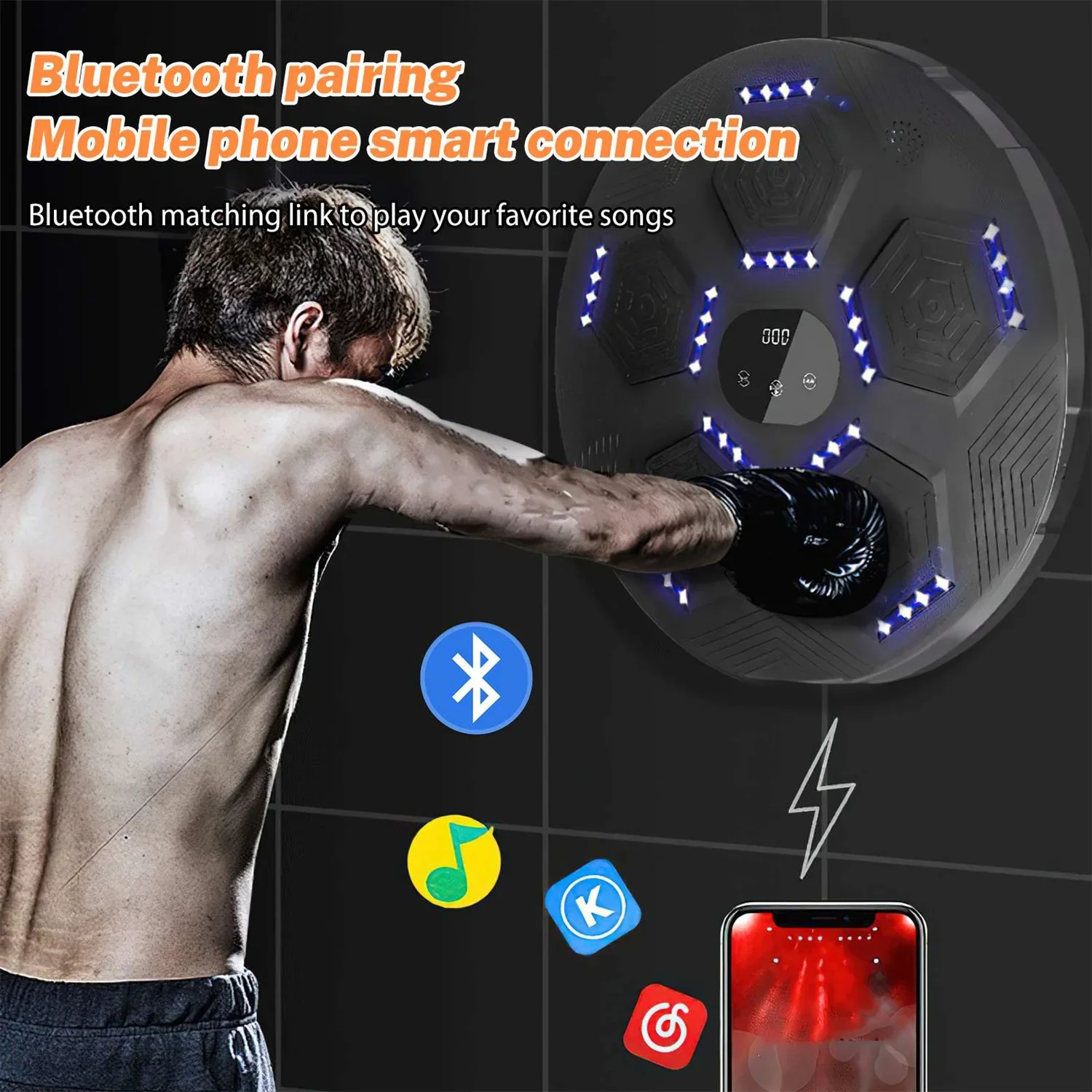 Smart Music Boxing Machine Wall Target LED Lighted Sandbag Relaxing ...